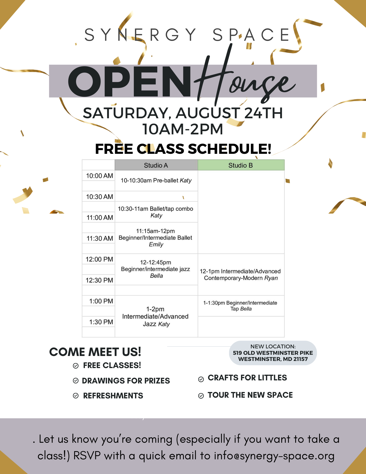 OPEN HOUSE AUGUST 24th, 2024! – Synergy Space