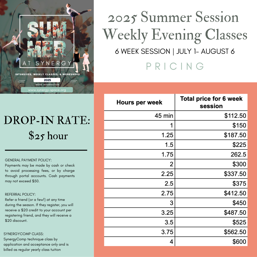 Summer 2025 | 6 week session pricing and summer policies – Synergy Space